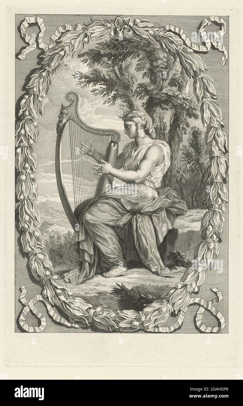 . Landscape with a muse (Calliope?) Playing a harp Stock Photo - Alamy