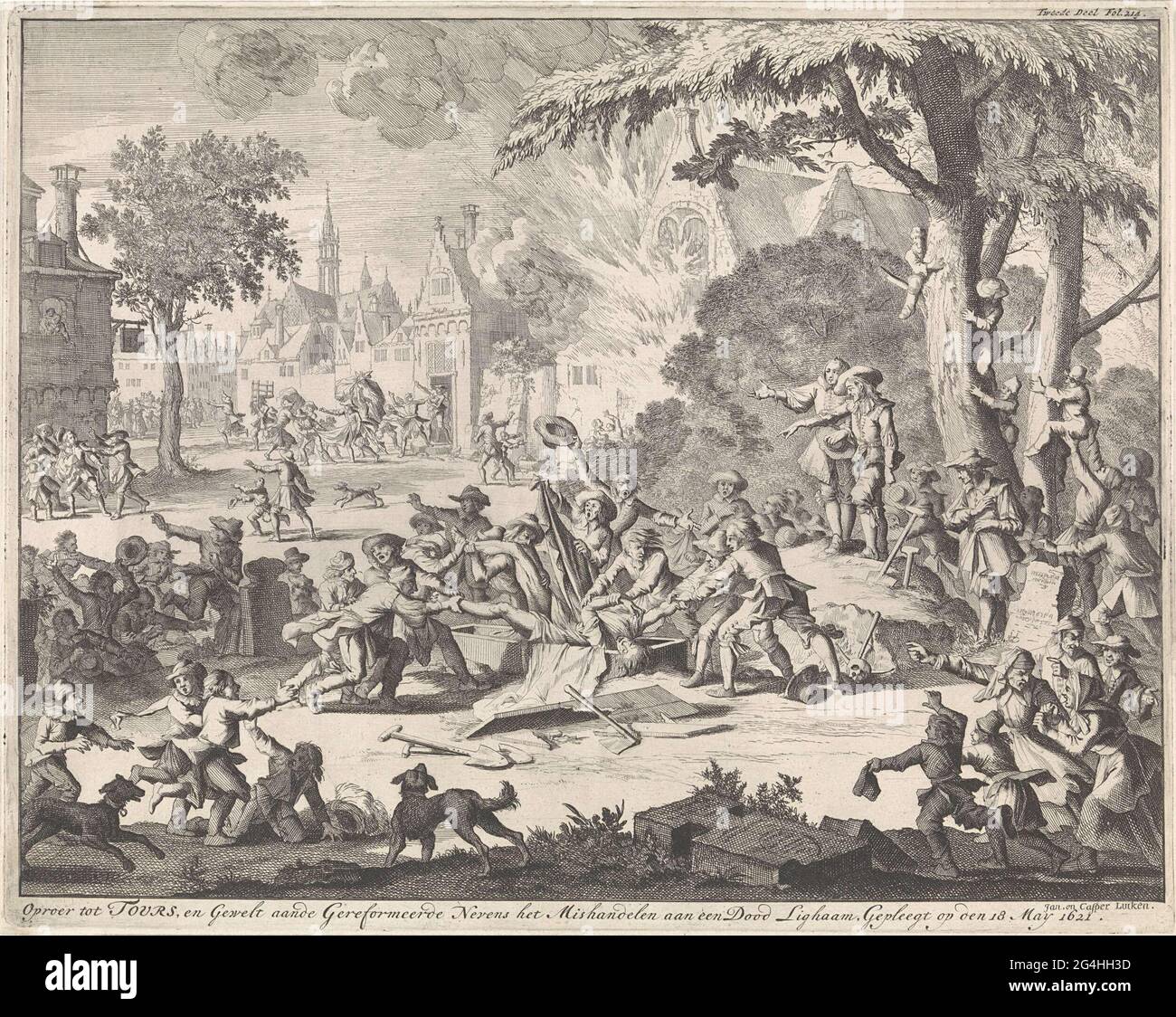. Print at the top right labeled: second part fol. 214 Stock Photo - Alamy