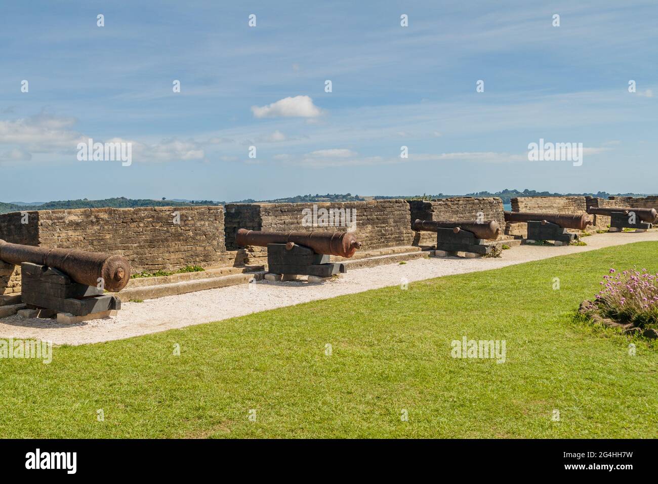 Cannons on a fortification of a fort Fuerte San Antonio in Ancud ...