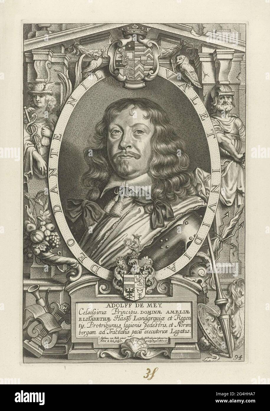. Bust portrait of Adolff de Mey. Bottom right: 94. The portrait is ...