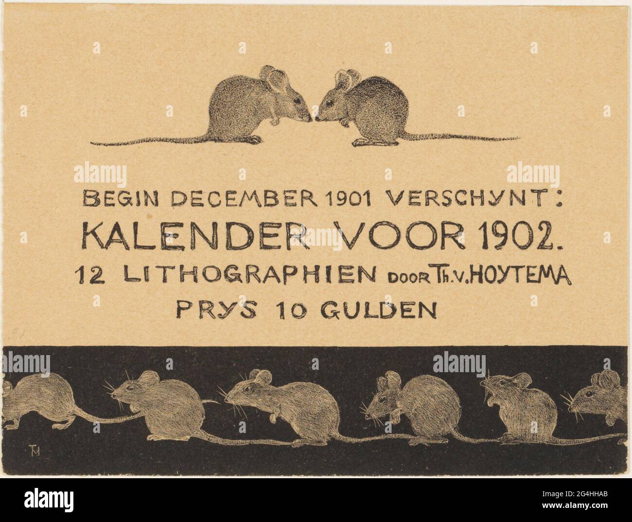 Announcement for calendar 1902. At the top two mice; Under the text a ...