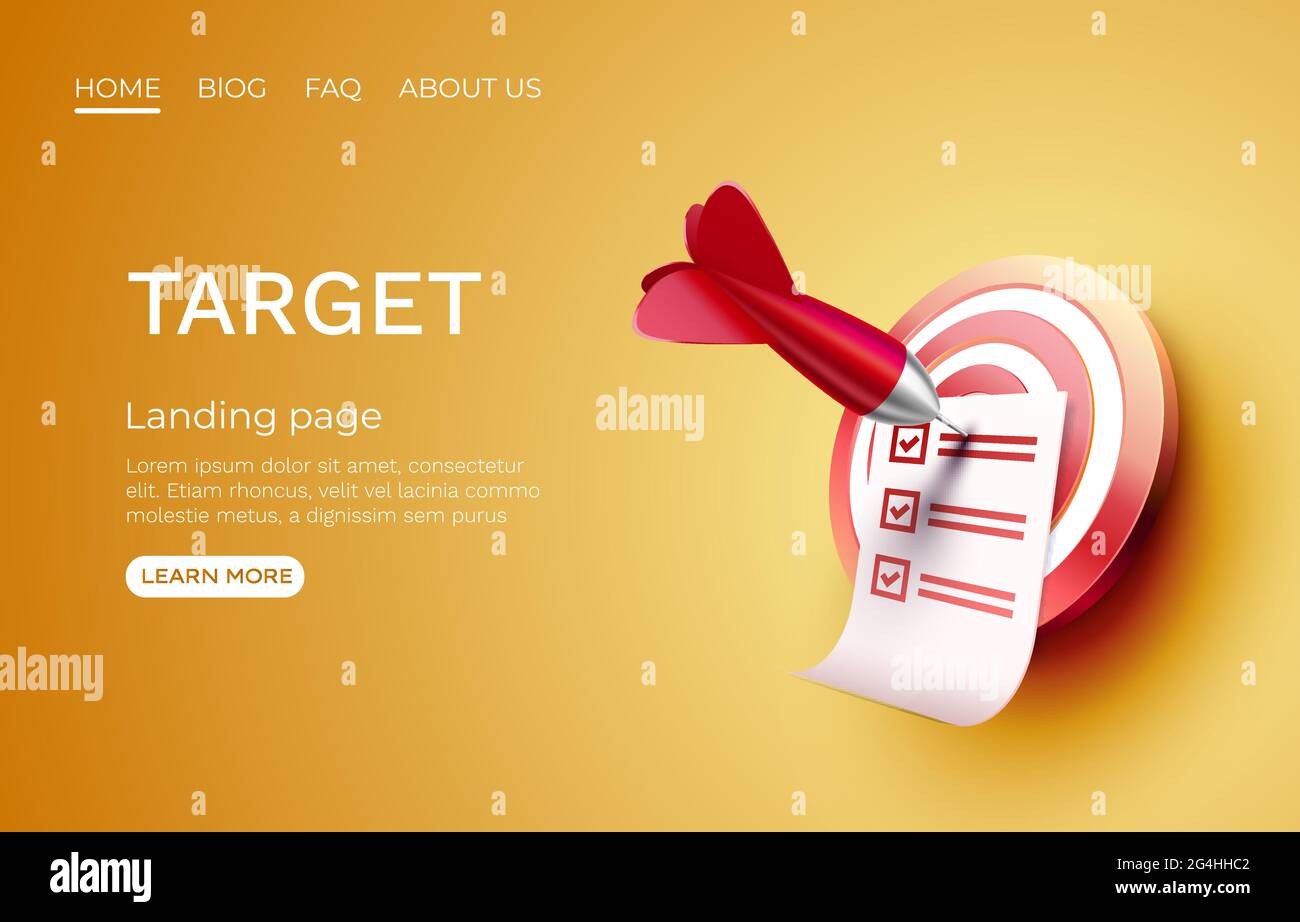 Target landing page, banner business 3d icon. Vector illustration Stock ...
