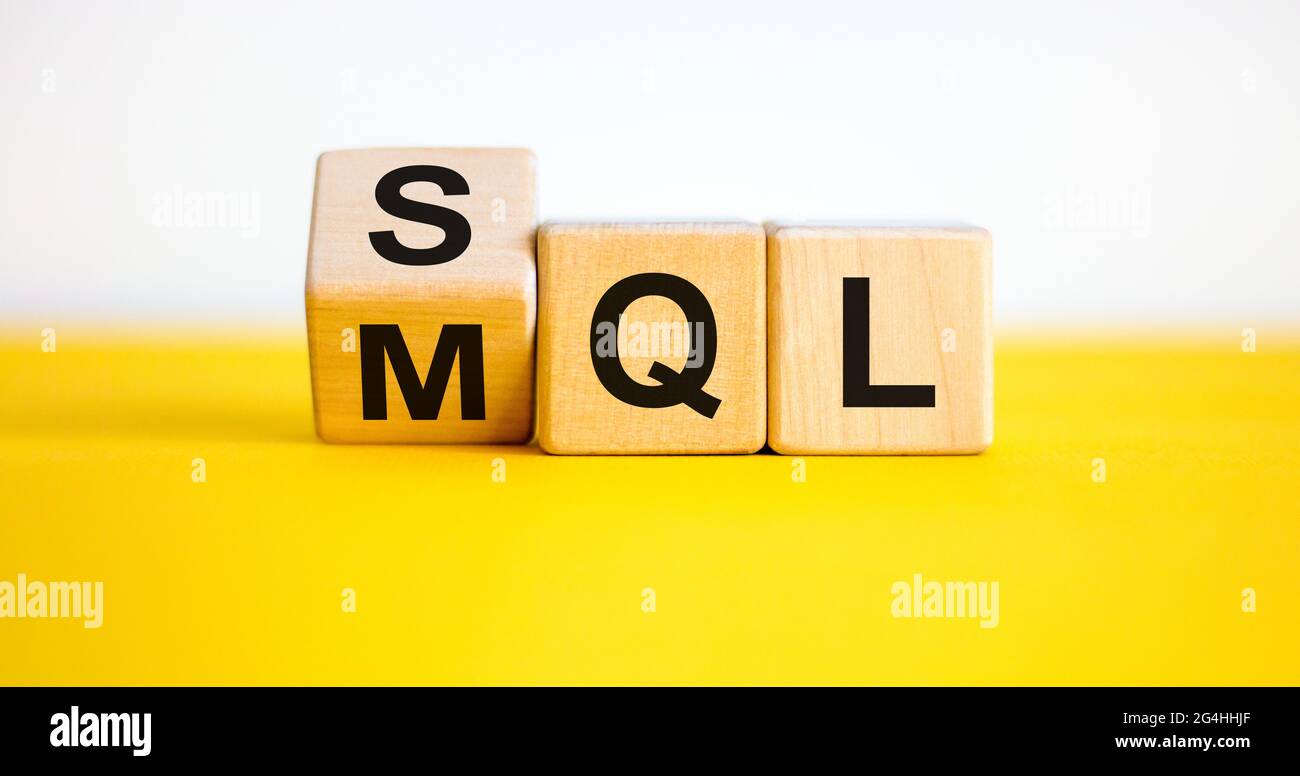 SQL or MQL symbol. Turned wooden cubes and changed words 'MQL marketing ...