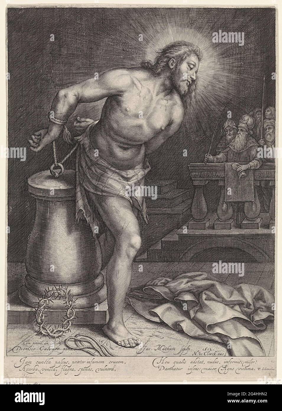 . Christ tied to the spoonpiece, after scourging; His thorns crown and ...