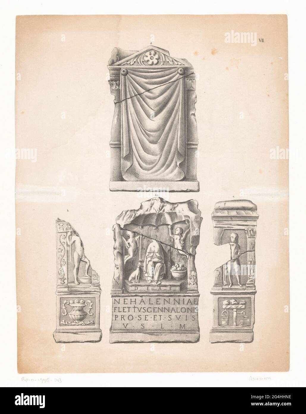 Graf reliefs. Four grave reliefs with drapery and (gods) figures. First ...