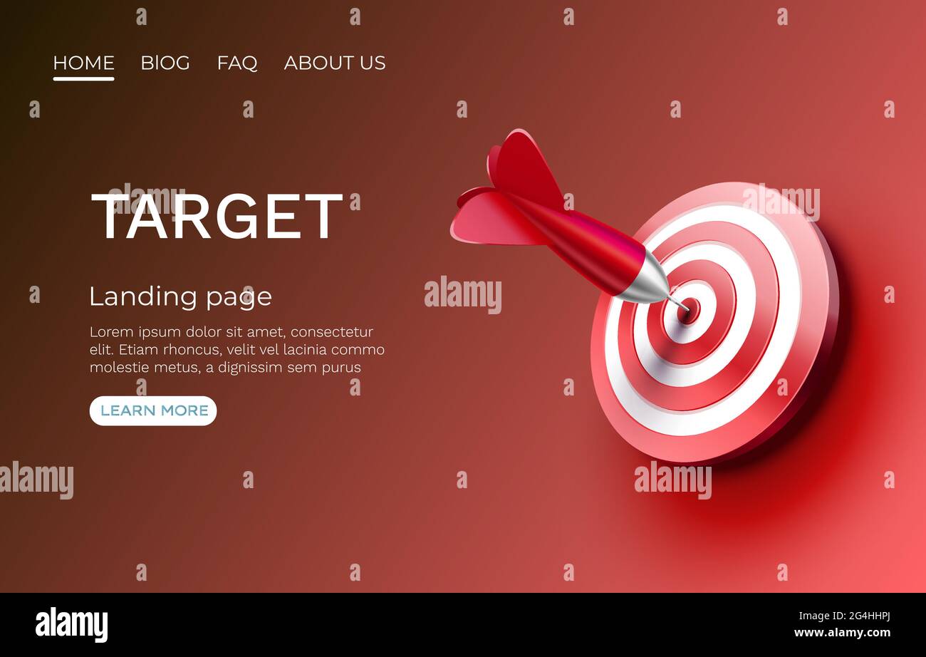 Target landing page, banner business 3d icon. Vector illustration Stock ...