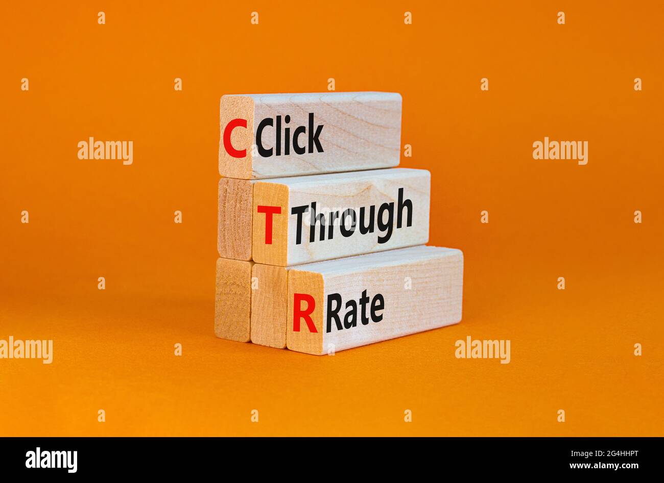 CTR click through rate symbol. Wooden blocks with words 'CTR click ...