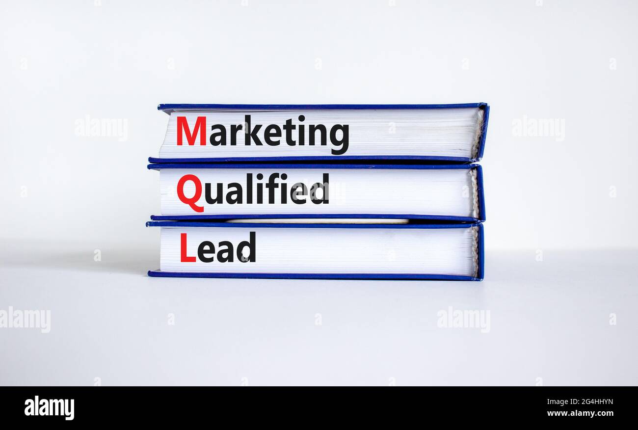 MQL marketing qualified lead symbol. Books with words 'MQL marketing ...