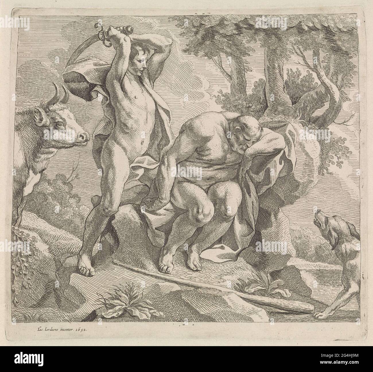 . Mercury is about to sleep Argus, which is on a rock under a tree ...