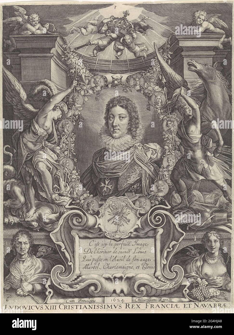 . Bust portrait of Louis XIII, King of France. He is wearing an ...