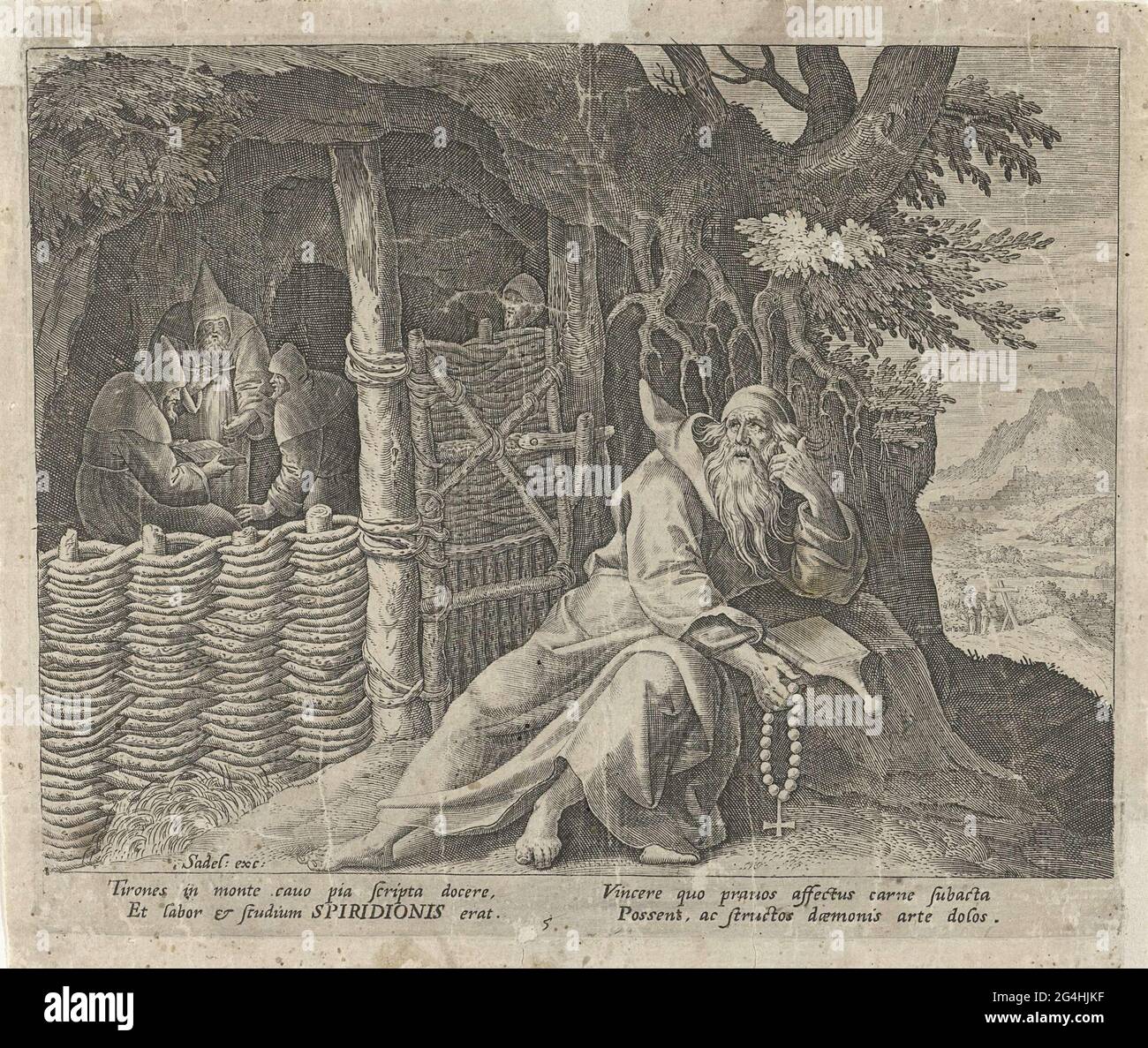 . The H. Spiridon of Cyprus for a cave in the desert. He lies against a ...
