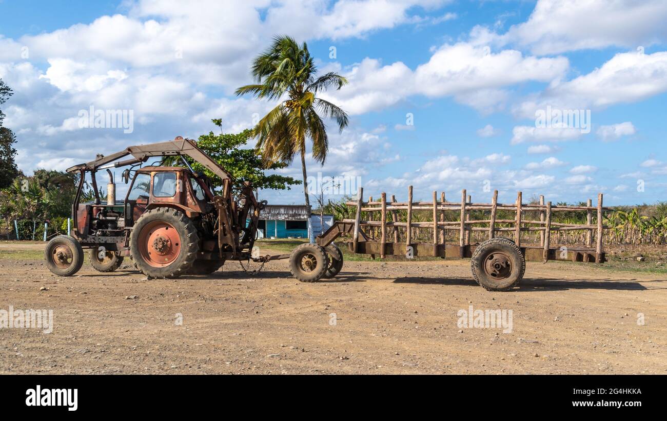 Obsolete Russian agricultural tractor in Cuban farm Stock Photo - Alamy