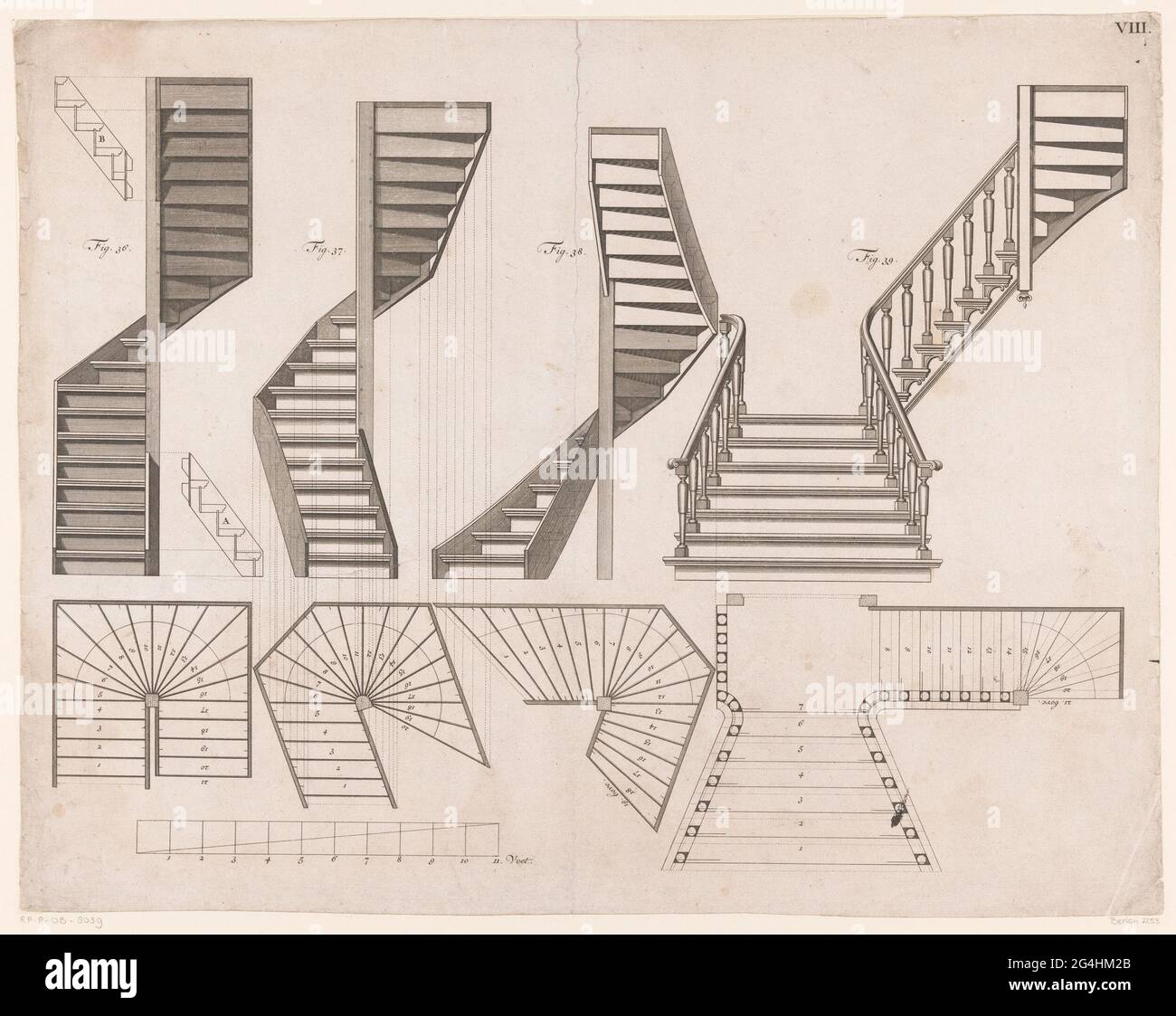 Technical drawings of stairs; Theatrum Machinarum Universal; Or new ...