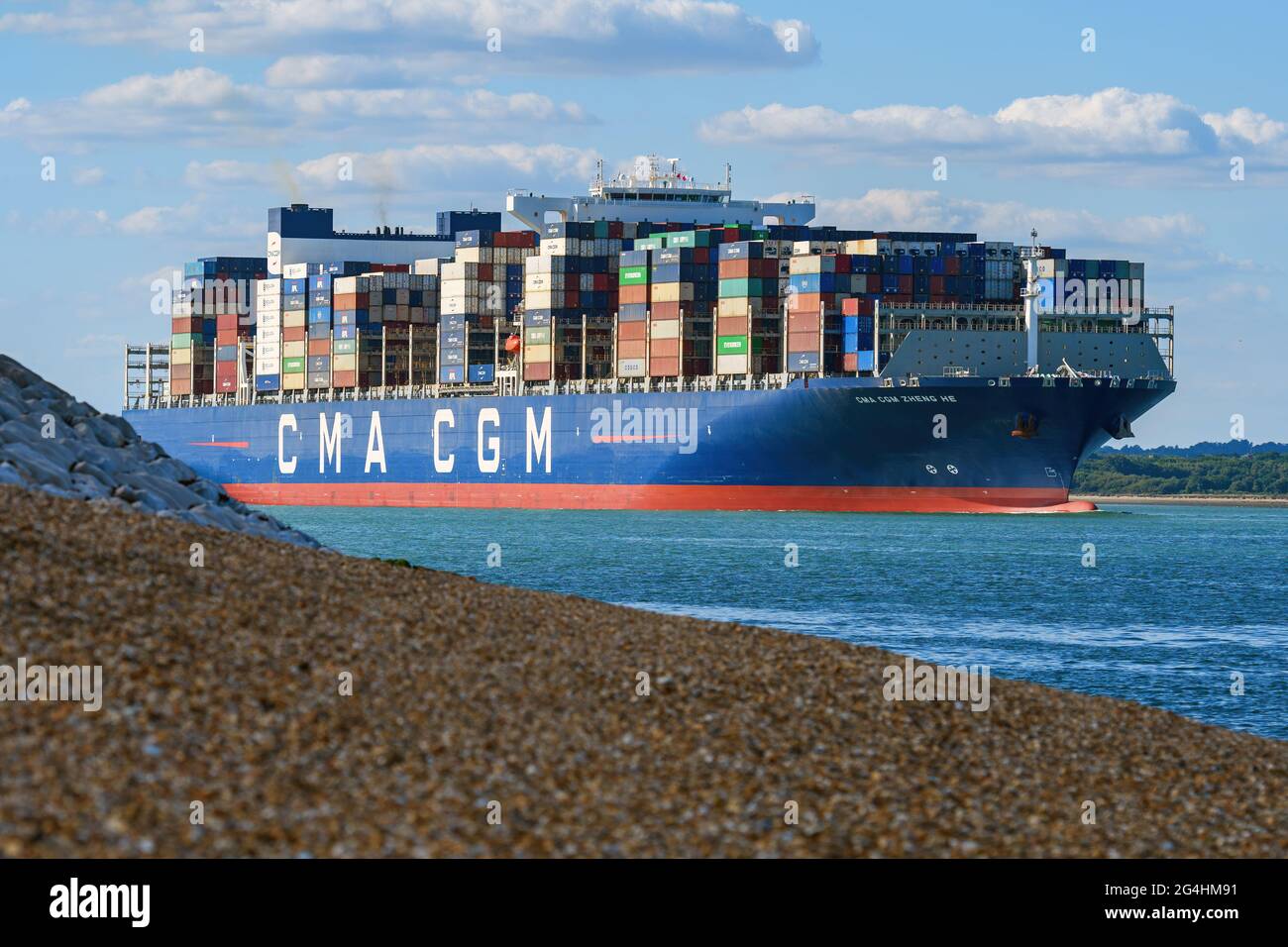 The CMA CGM container ship CMA CGM Zheng He outbound from the Port of ...