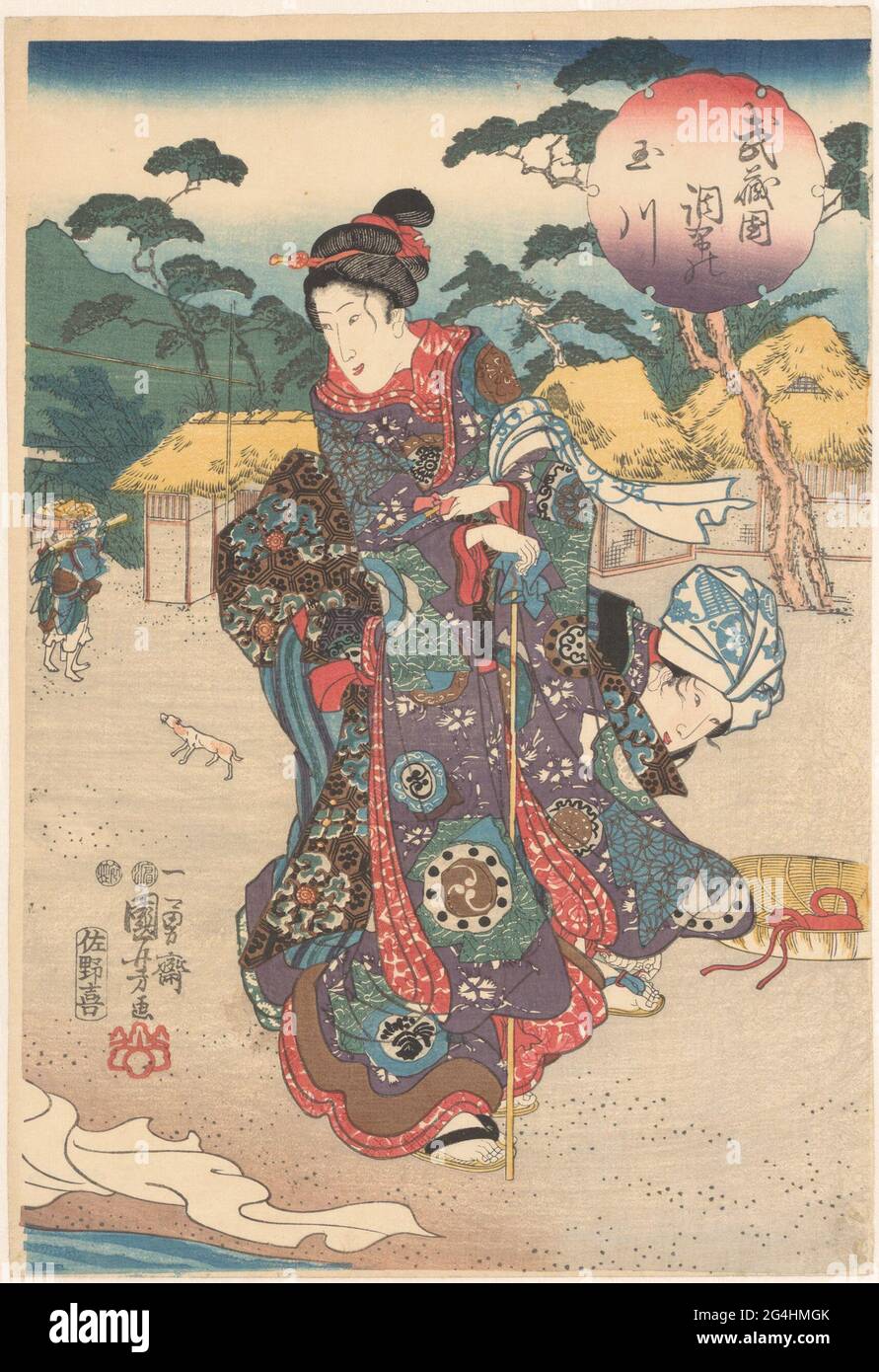 The Chofu Tama river in the province of Musashi; Musashi Kuni Chofu No ...