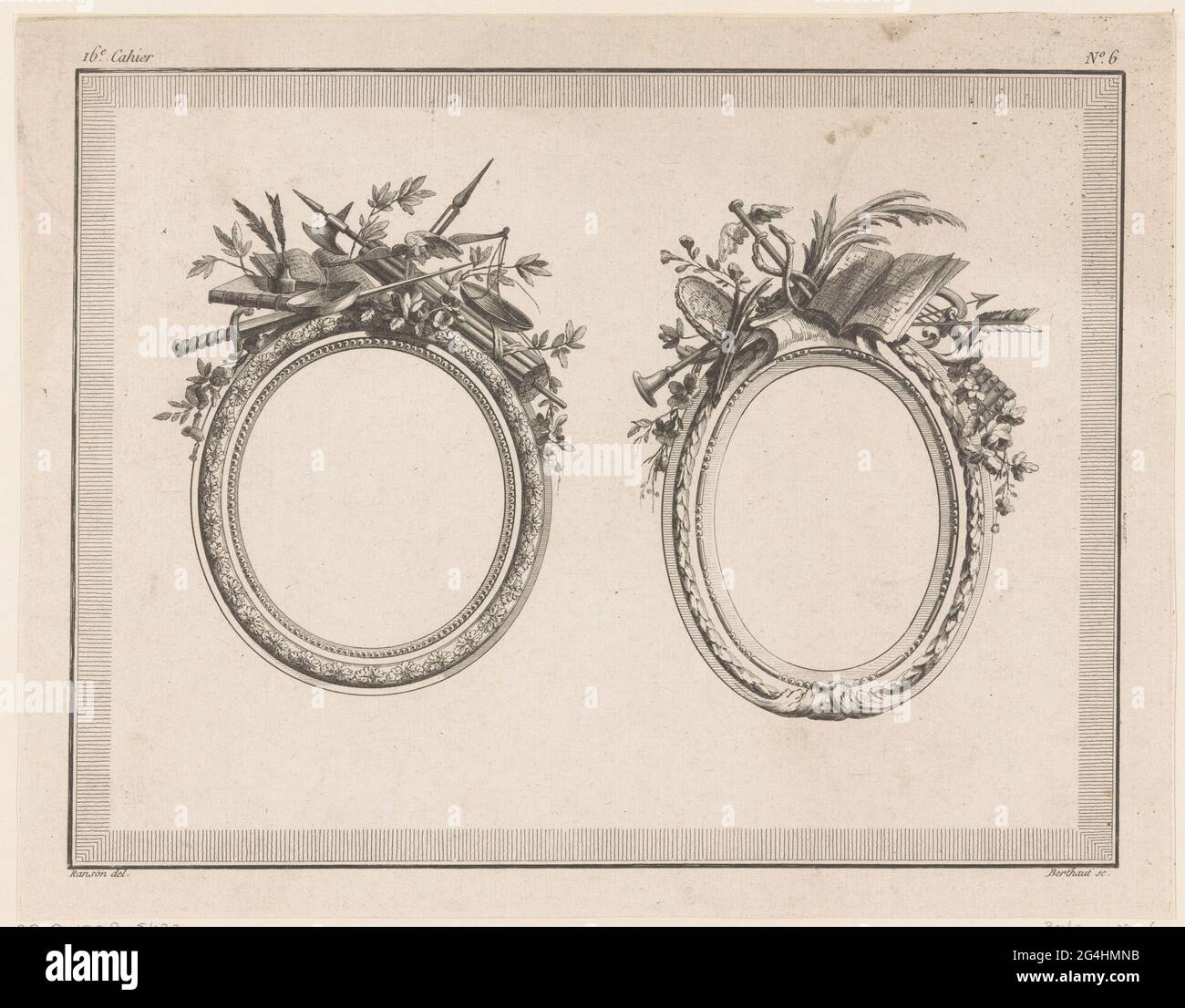 Medallions with scales, weapons, book and caduceus; 16th Cahier de l ...