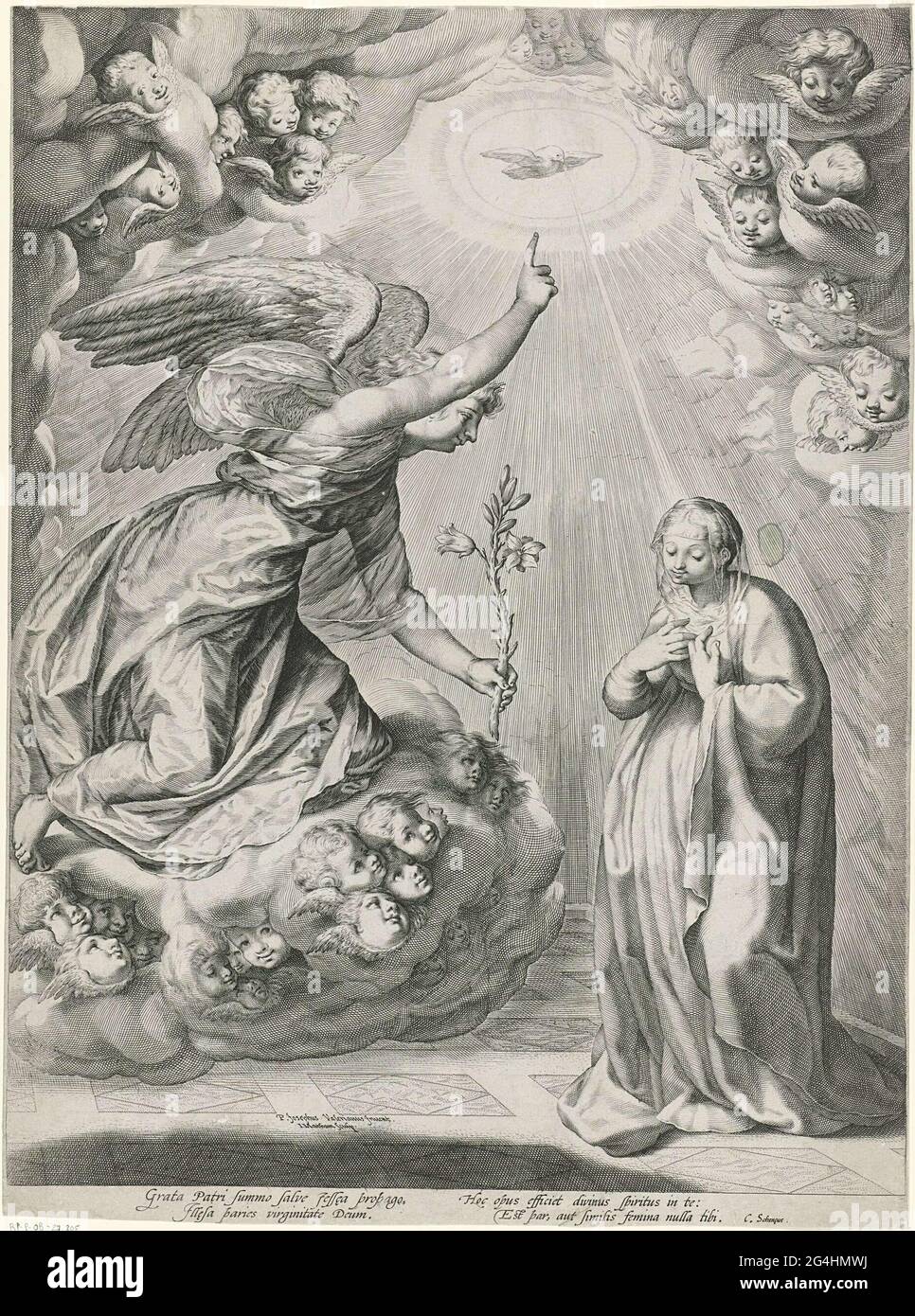 . The Archangel Gabriel appears with a lily of Lelietak to Maria to ...