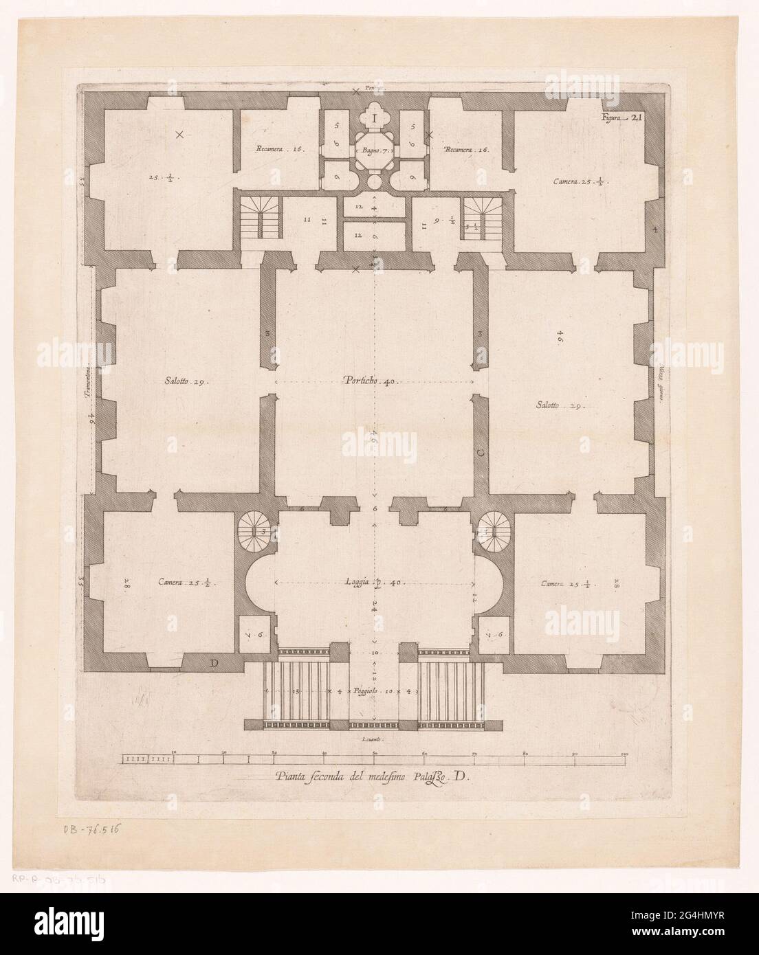 Floor Plan of the Ground Floor of the Villa Grimaldi in Genoa; Plant ...