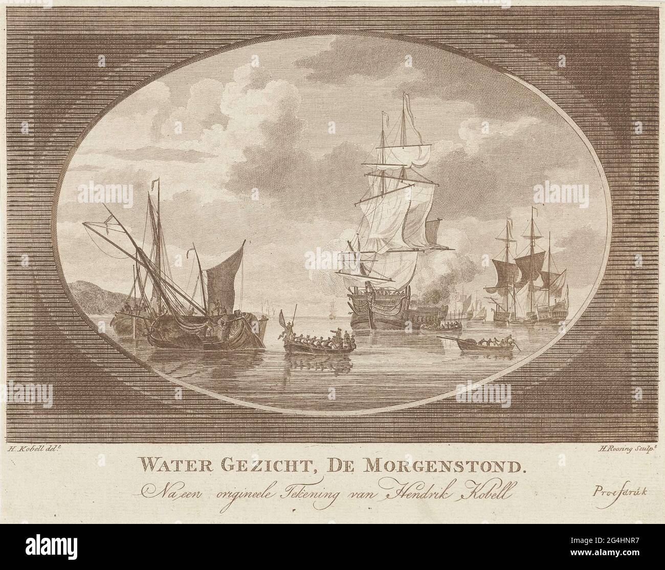 . View of different sailing and rowing boats on quiet water. On the ...