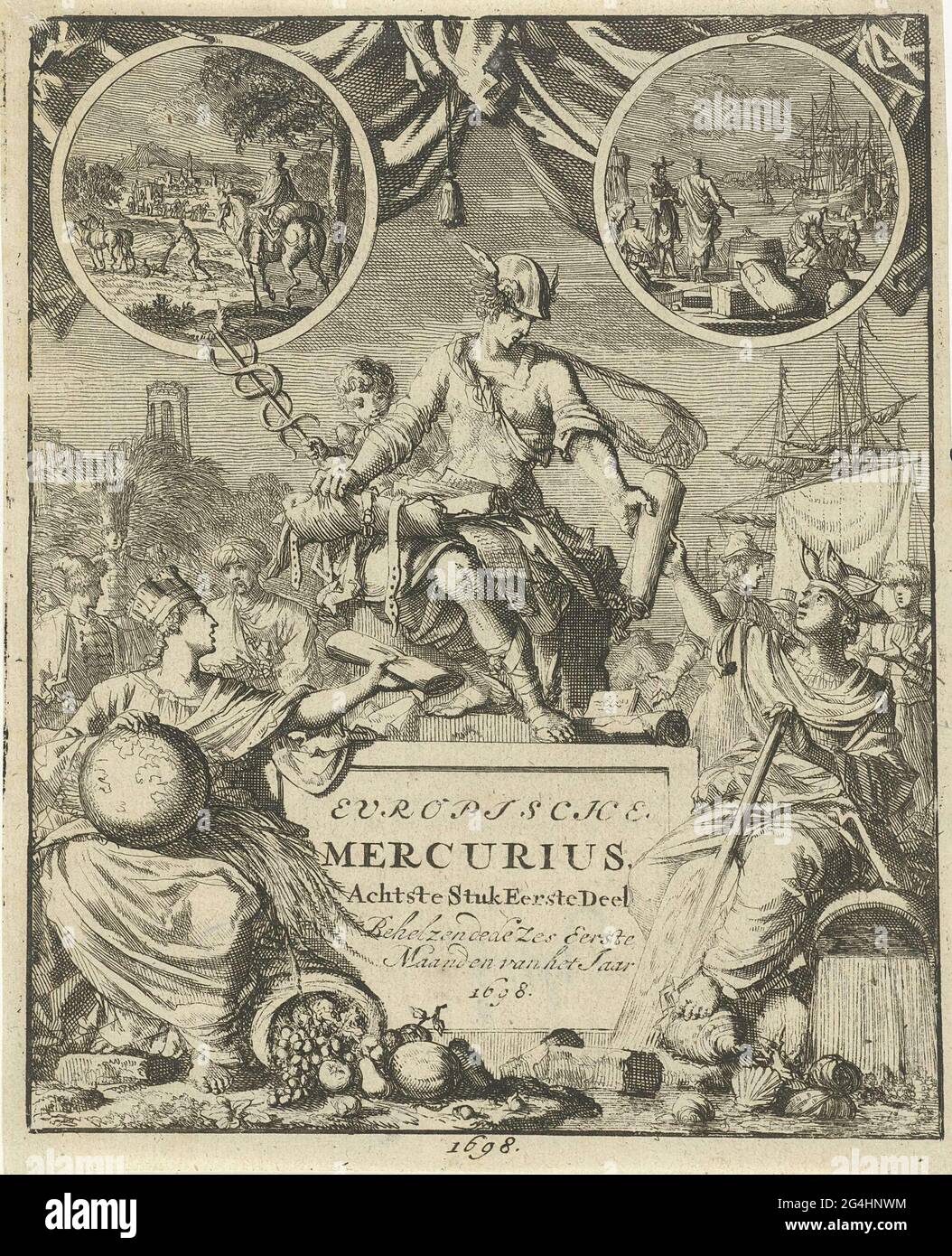 . Mercury sits on an increase and hands the personification of shipping ...