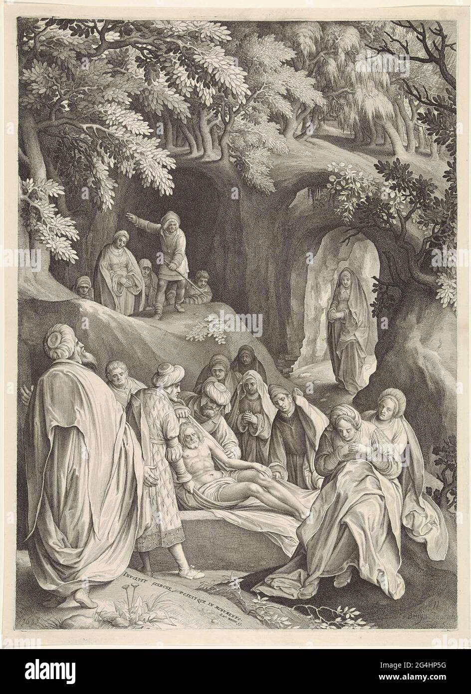 . Christ is placed in a graftombe by his family and friends Stock Photo ...