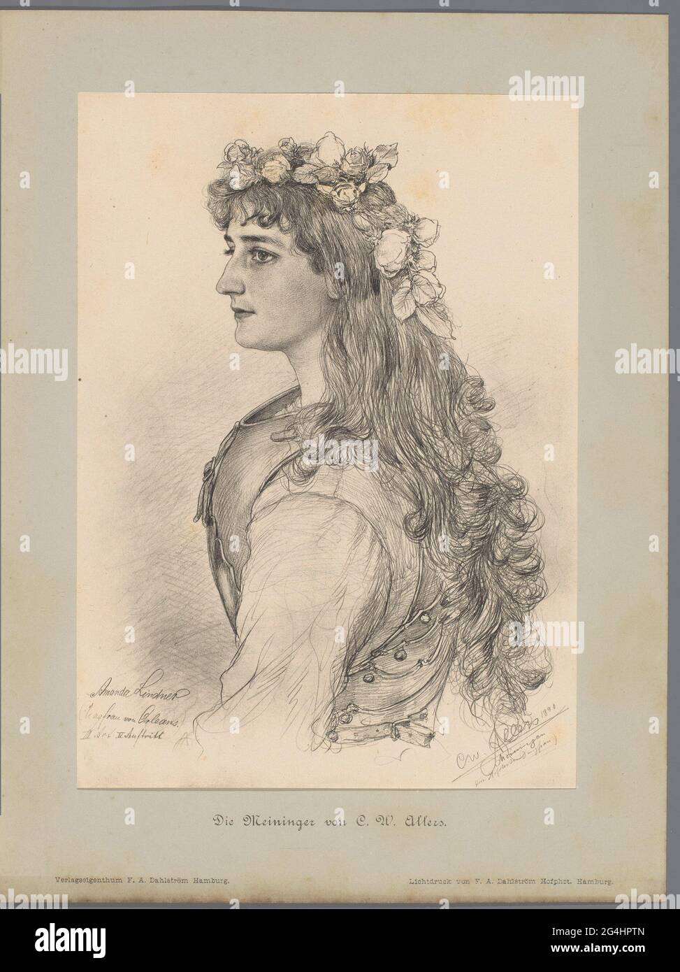 Photo production of a drawing, representing a portrait of Amanda ...