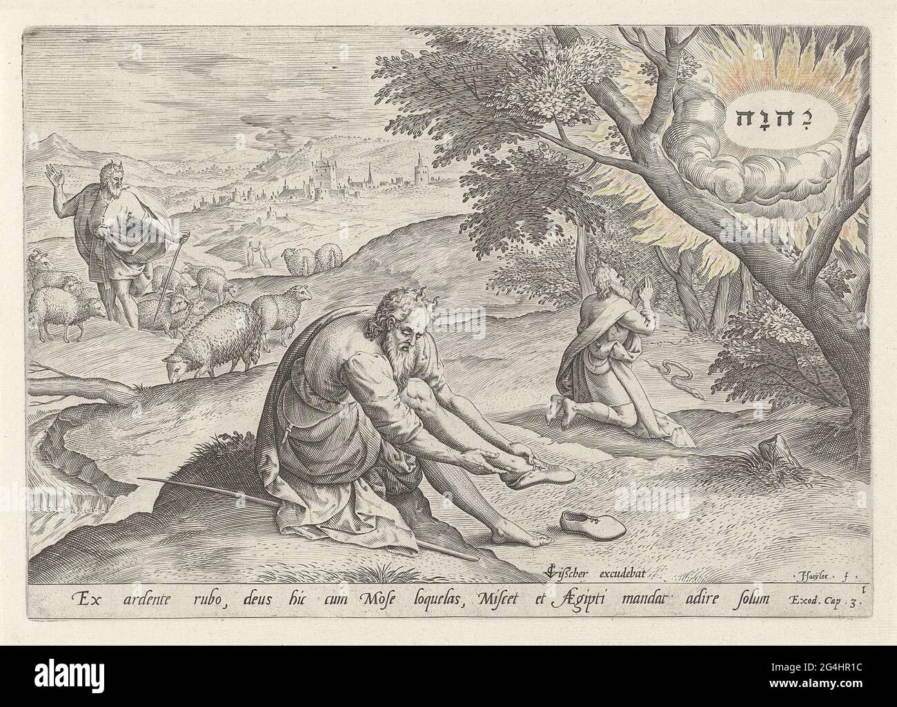 . In the foreground Moses travels its shoes. On the second plan on the ...