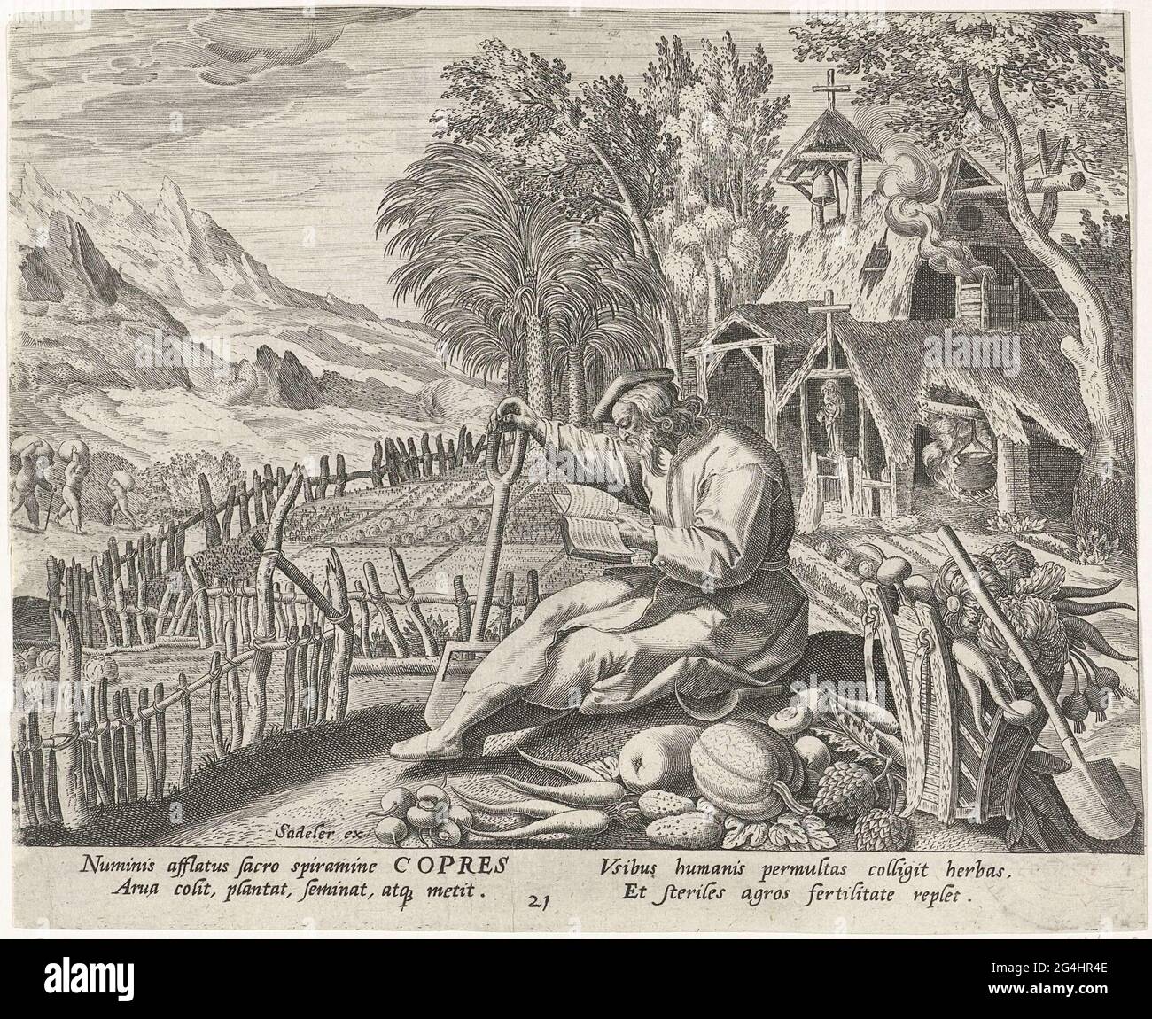 . The H. Cupres of Egypt as a hermit in a garden. He is a Bible to read ...