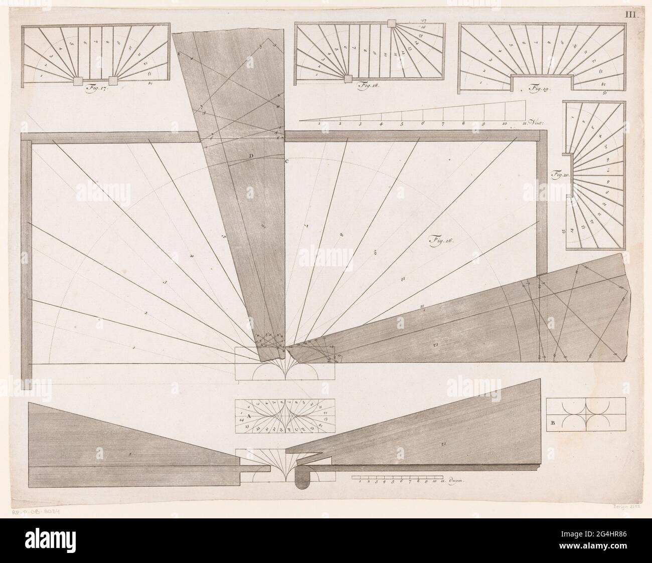 Technical drawings of stairs; Theatrum Machinarum Universal; Or new ...