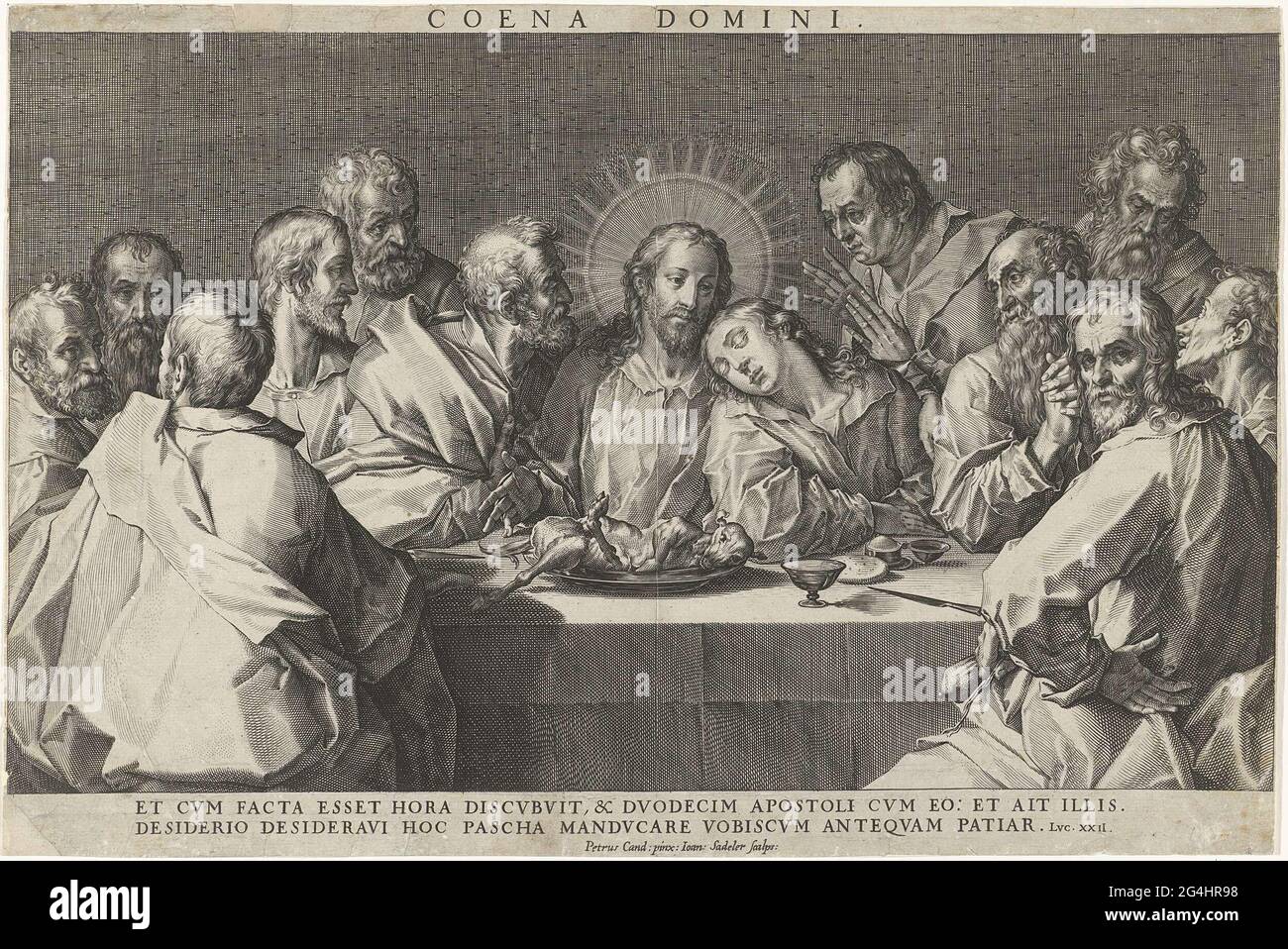 . Christ and his students around a rectangular table. Johannes with his ...