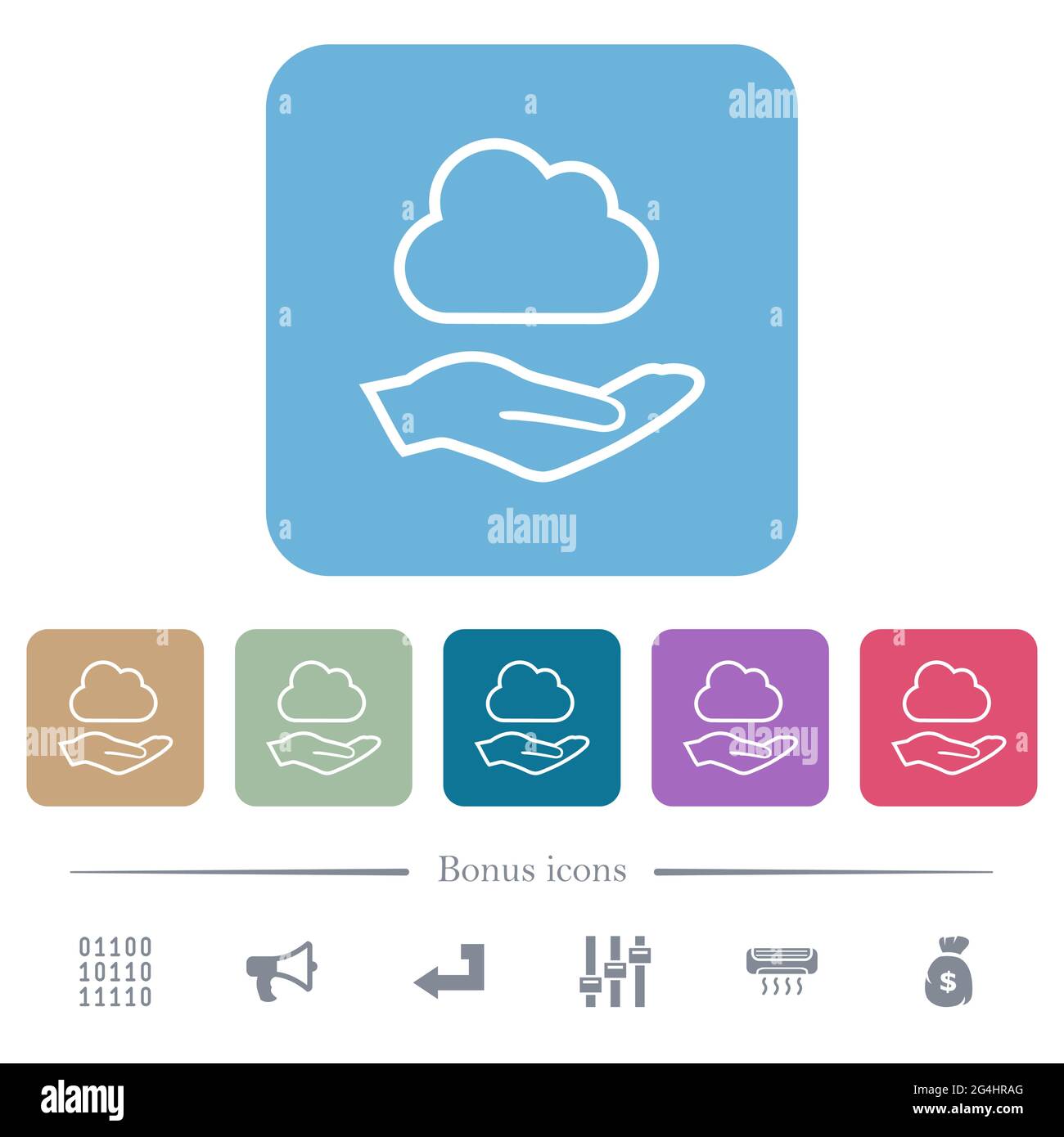 Cloud services white flat icons on color rounded square backgrounds. 6 ...