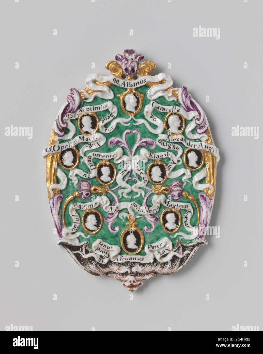 Plate with portrait medallions. Plaques with portrait medallions and ...