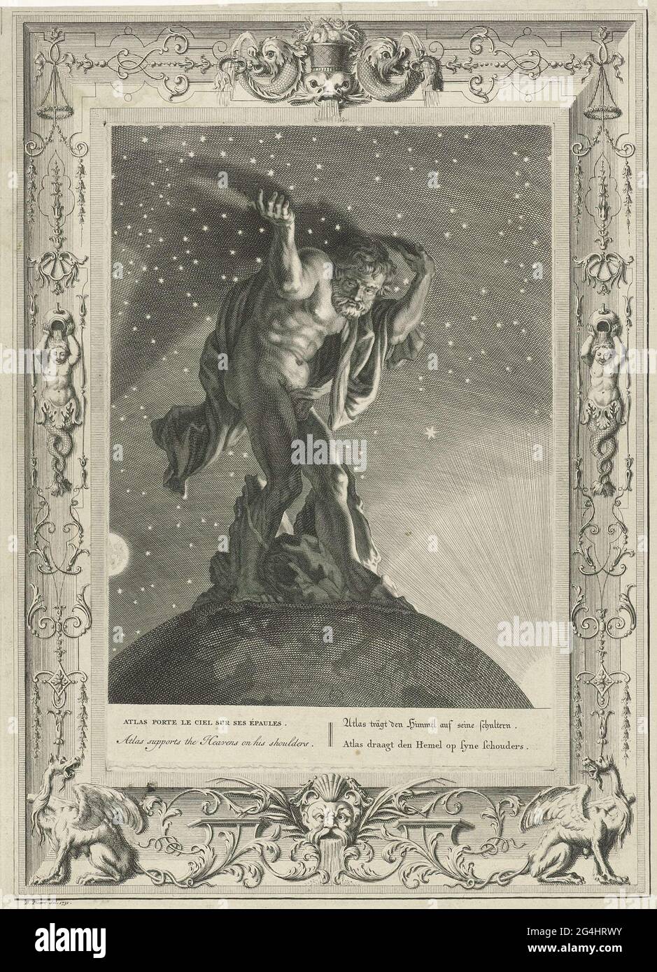 . The Titan Atlas carries heaven on its back as a punishment for its ...