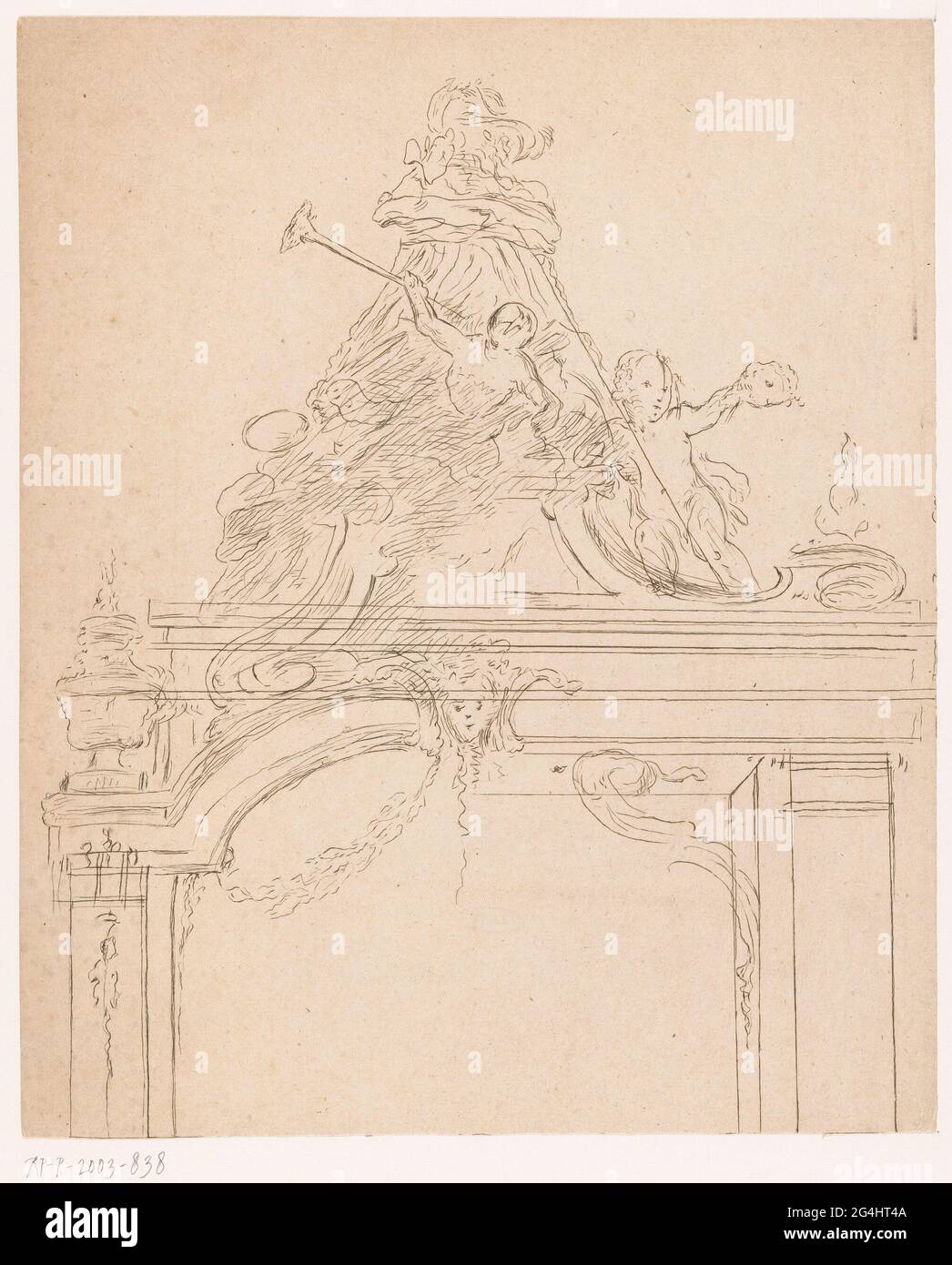 Architectural design. Design for an entrance gate with smoke vessel ...