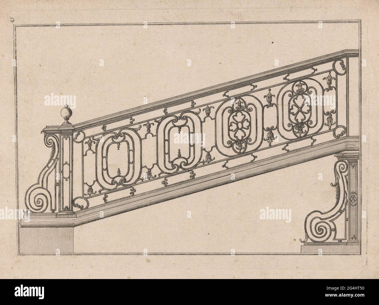 Stair gate. A stair gate with leaf motifs. Print number 45 Stock Photo ...