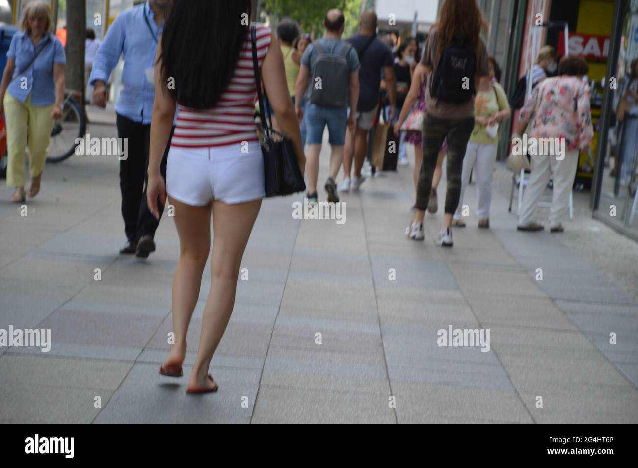 Summer street scene at Tauentzienstrasse in Berlin, Germany - 21st June ...