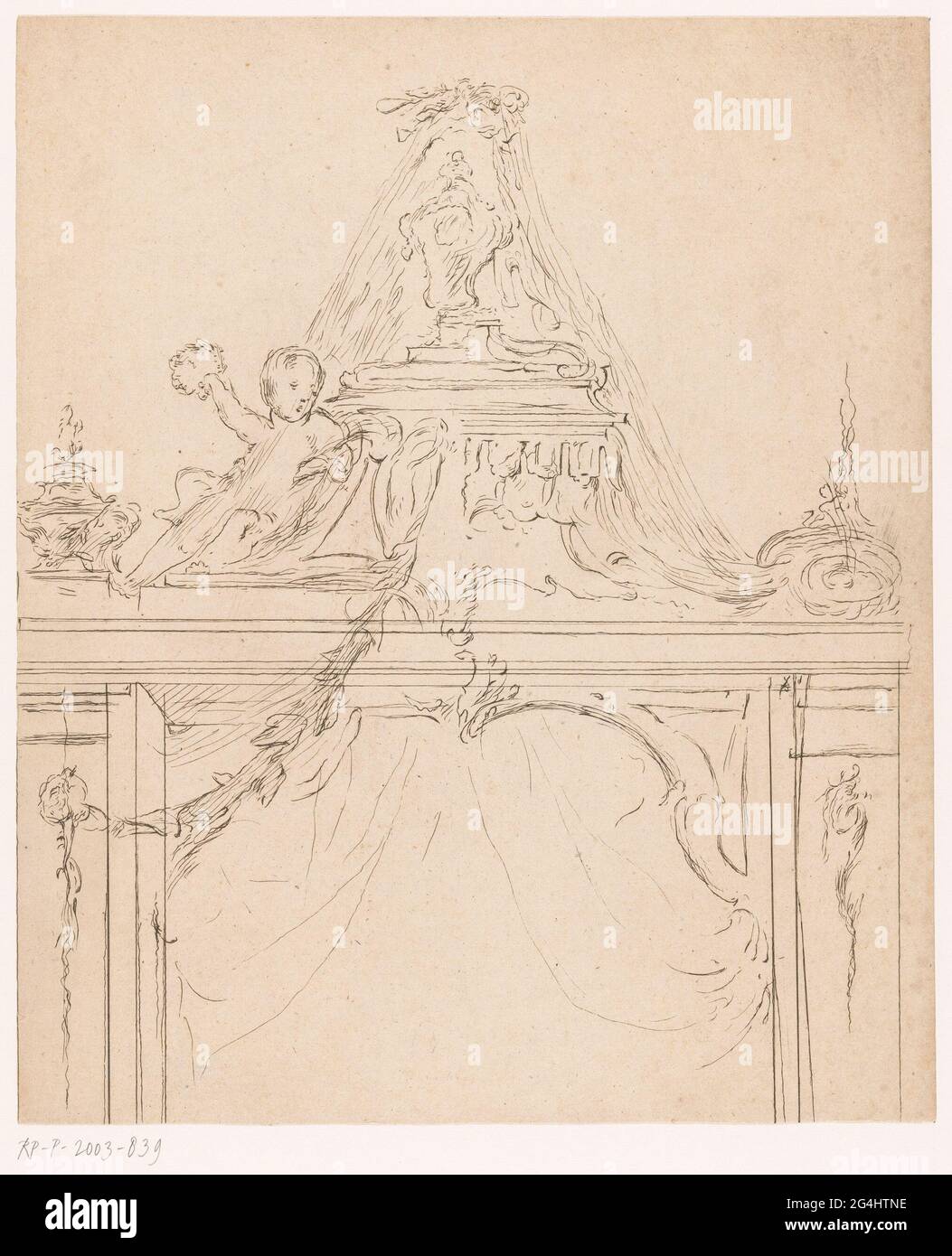 Architectural design. Design for an entrance gate with garlands. At the ...