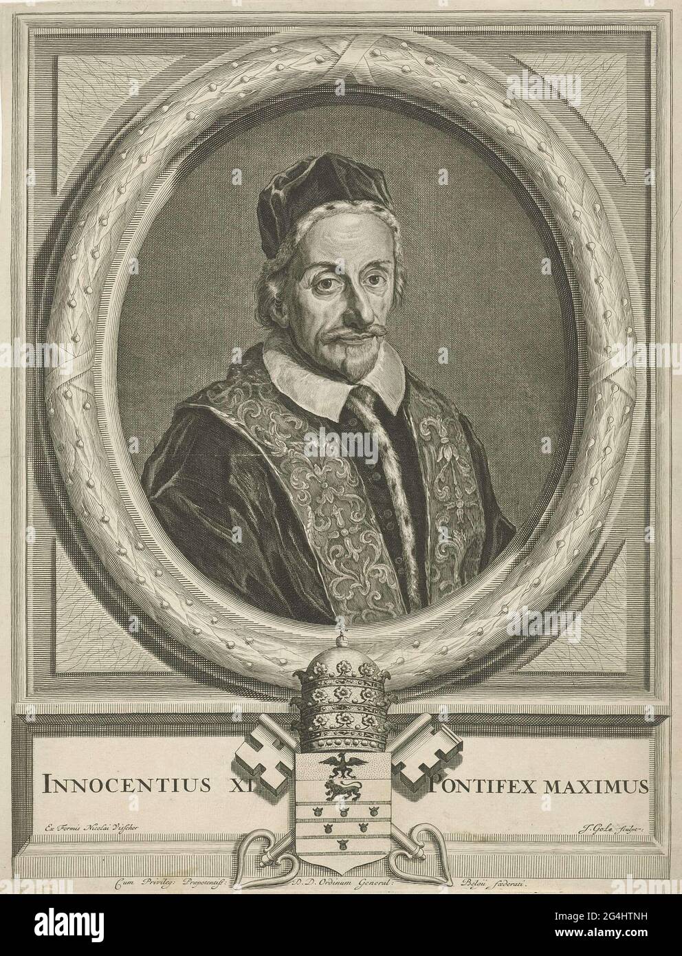 . Portrait in oval list of Pope Innocent Xi. Half it to the right ...
