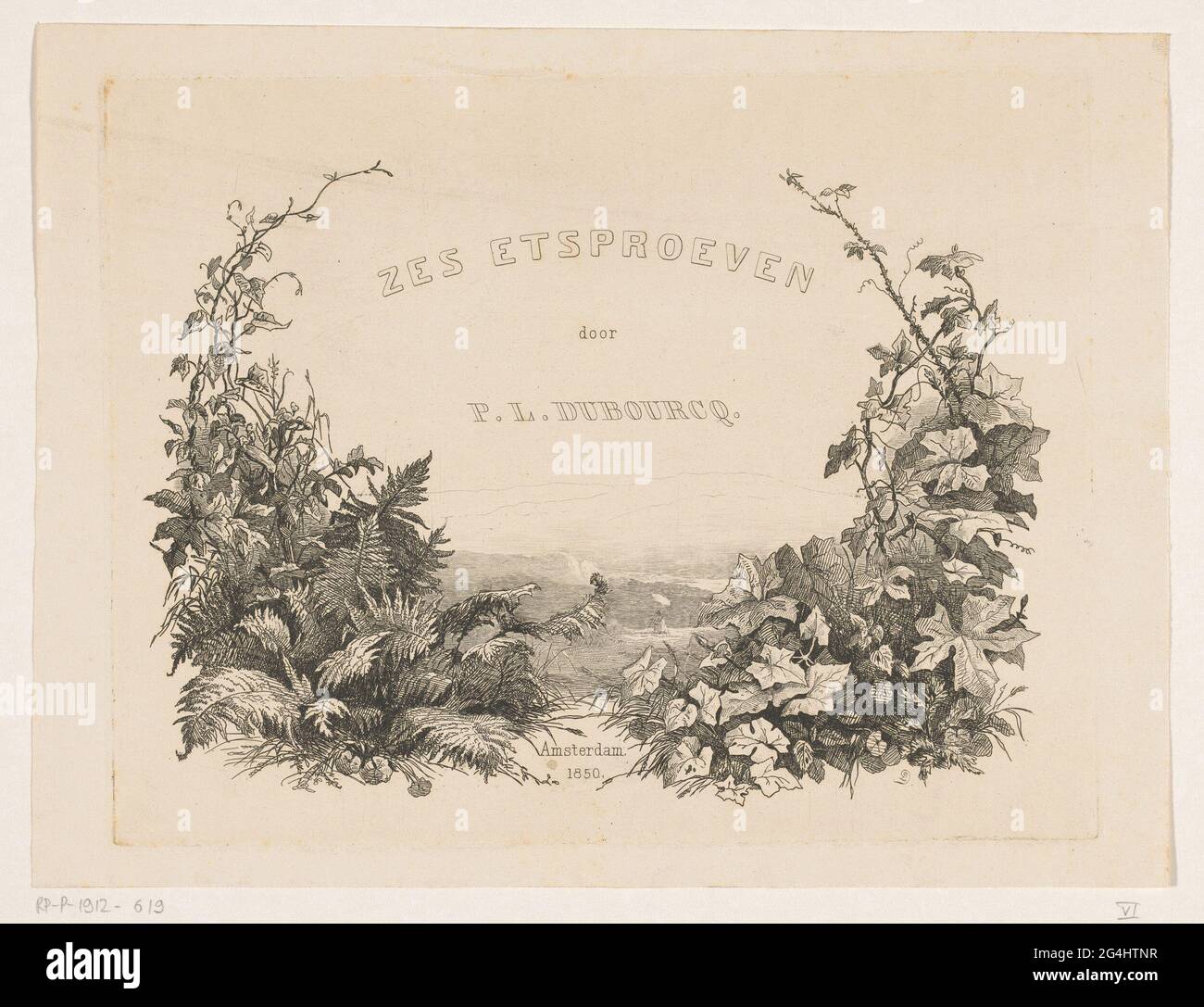 Artist at work in nature; Six etching tests. Folder for folder with six ...