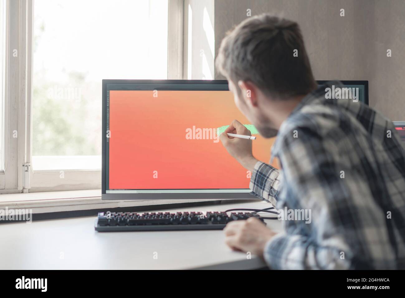 Pencil drawing on computer monitor hi-res stock photography and images ...