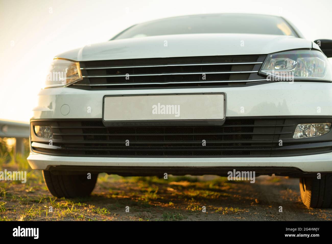 the empty car number plate license, the copy space or mockup design ...