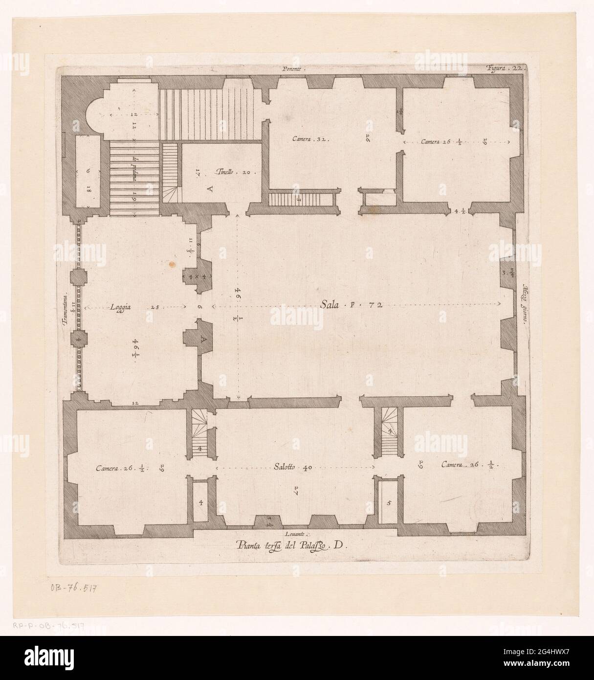Floor Plan of the First Floor of the Villa Grimaldi in Genoa; Third ...