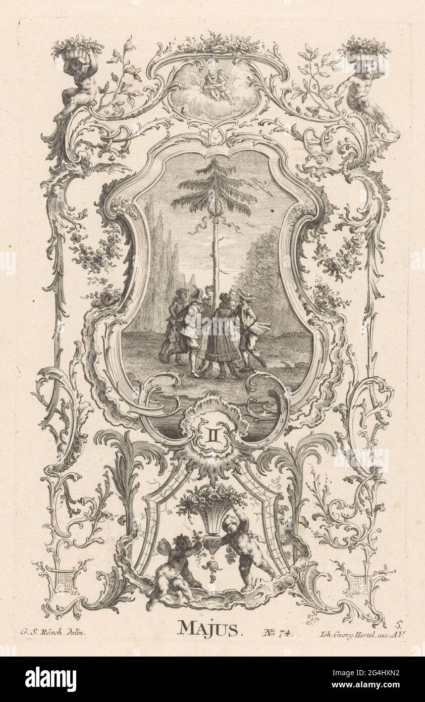 May; Majus; First six months of the year. In a Rocaille cartouche ...