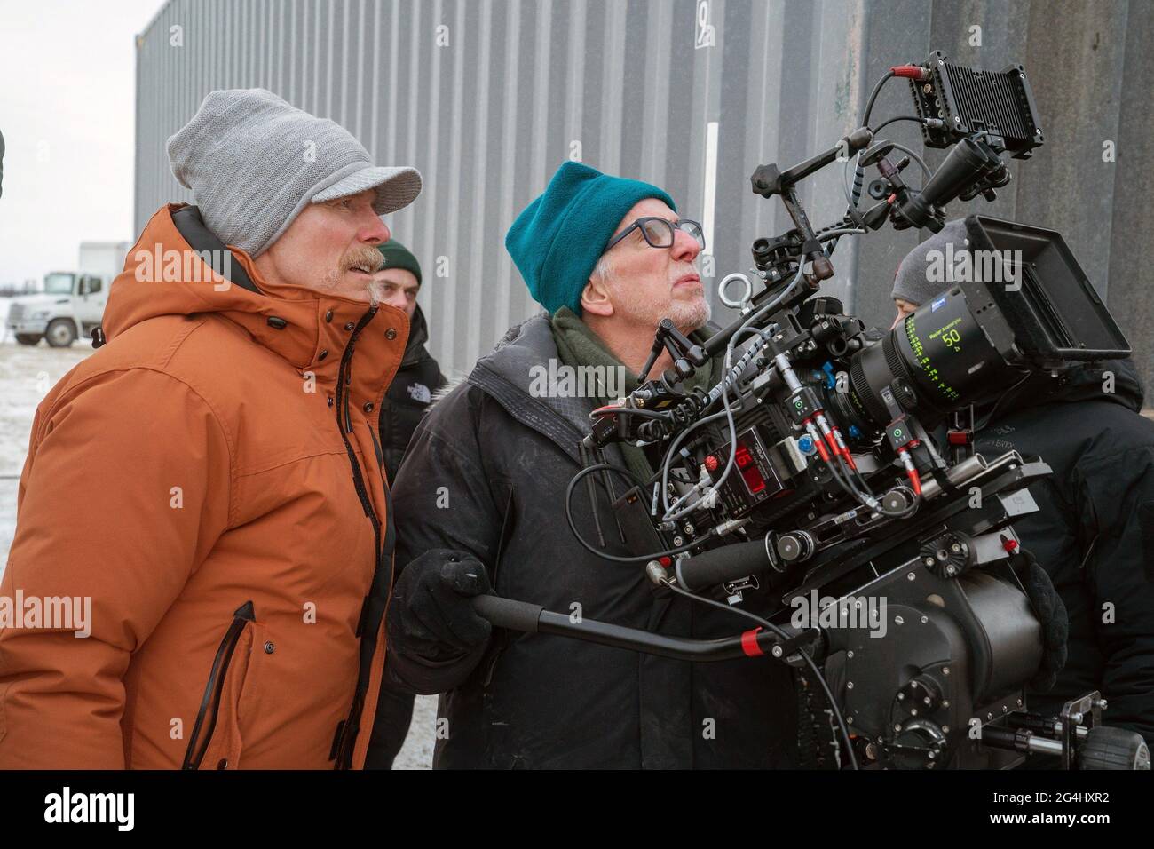 THE ICE ROAD, from left: director Jonathan Hensleigh, cinematographer ...