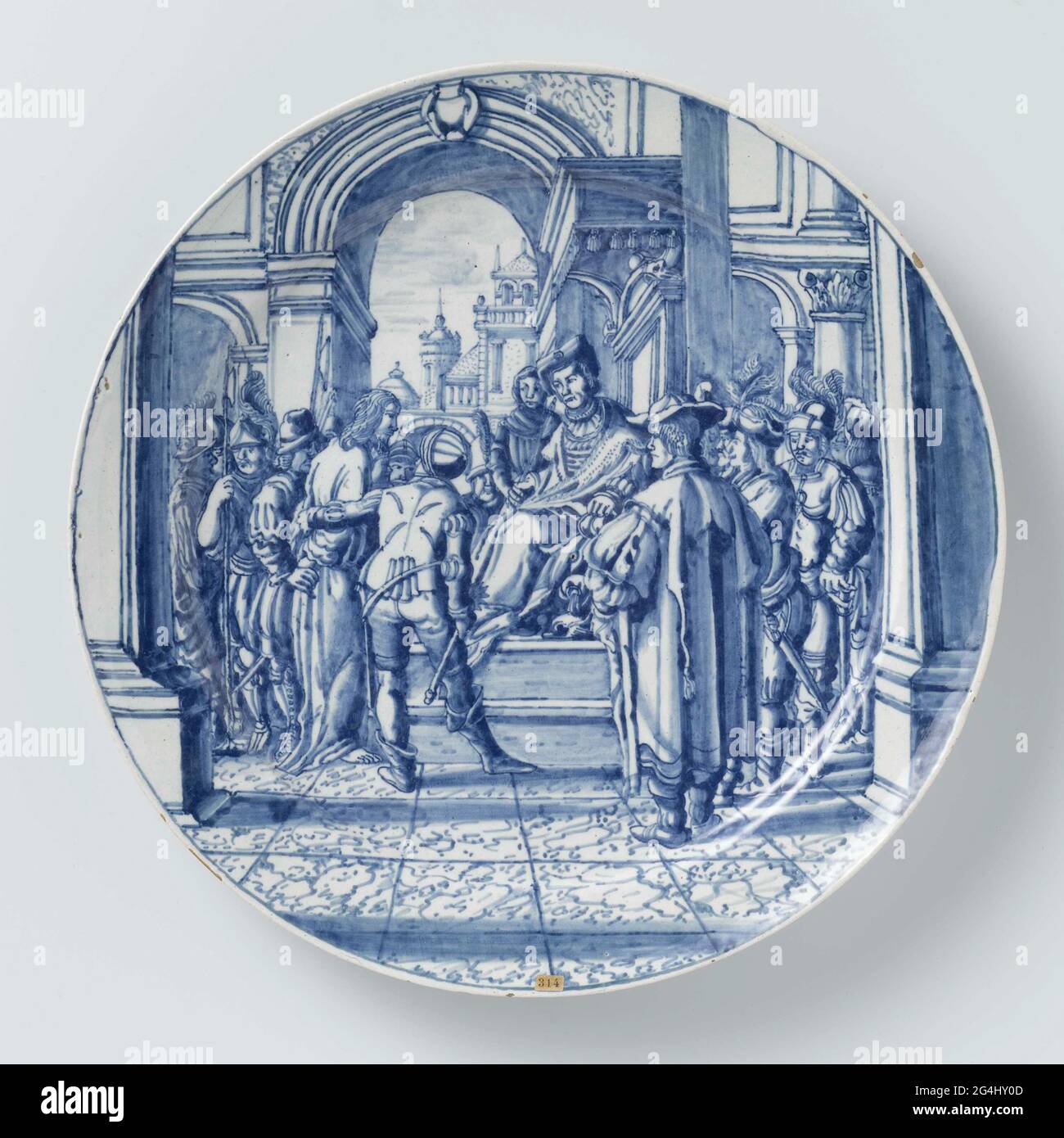 . Plate of faïence with performances from the life of Christ to ...