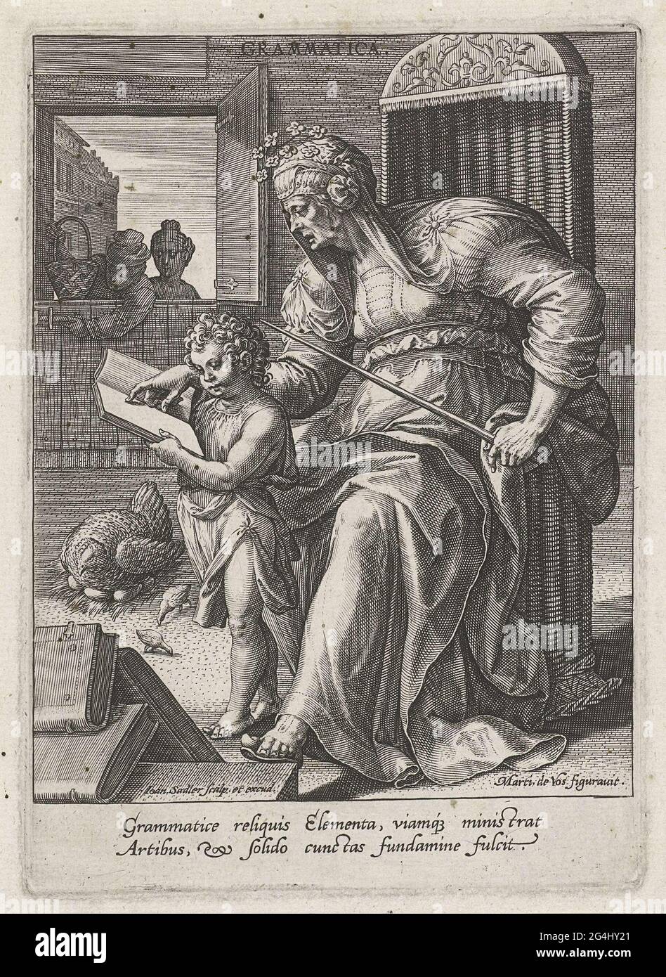 . The personification of the grammar is as older teacher in a wicker ...