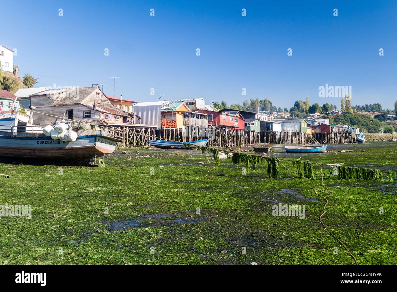 CASTRO, CHILE - MARCH 23, 2015: Fishing boats and palafitos (stilt ...