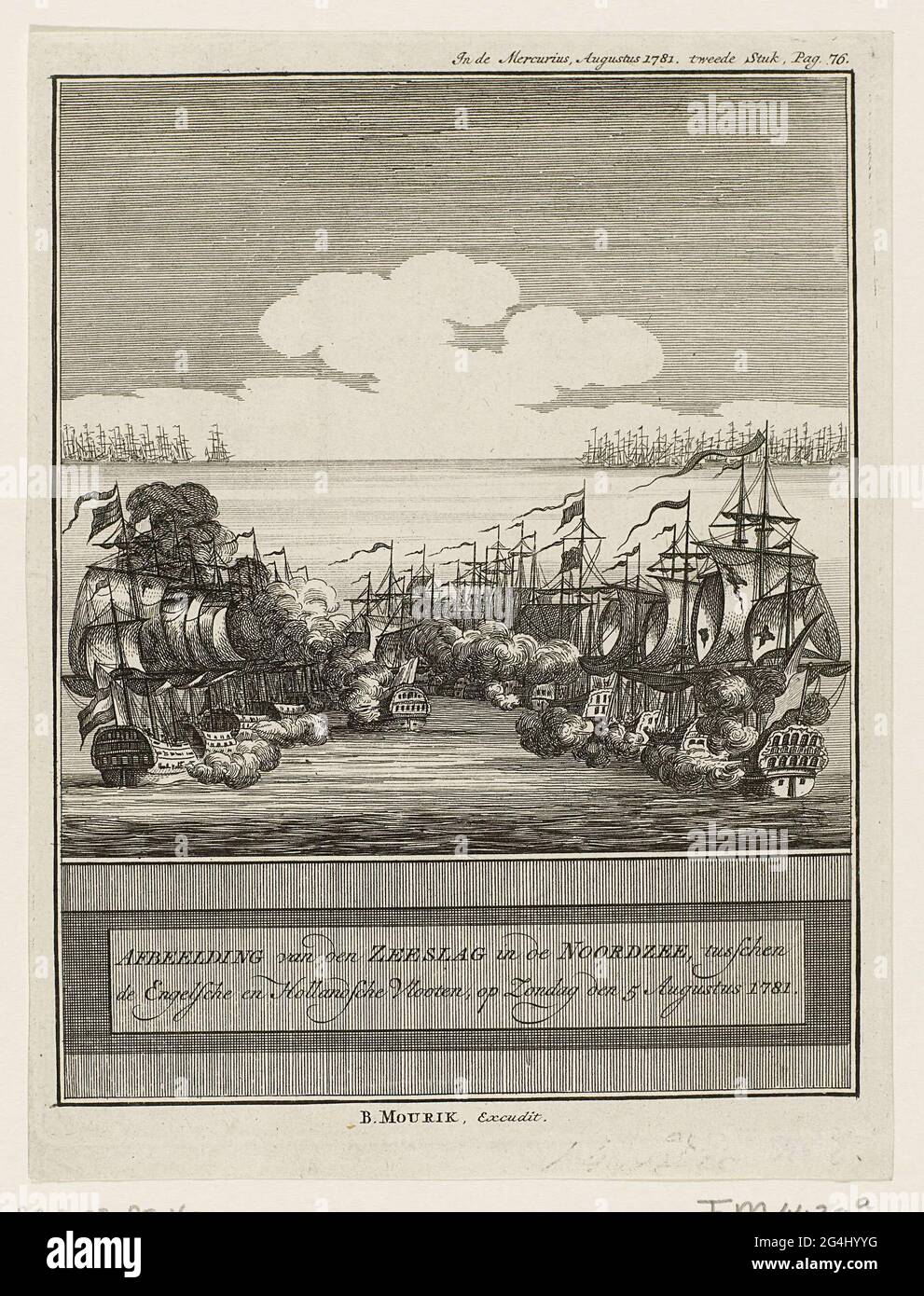 . The Dutch and English ships during the sea battle at Doggersbank on 5 ...