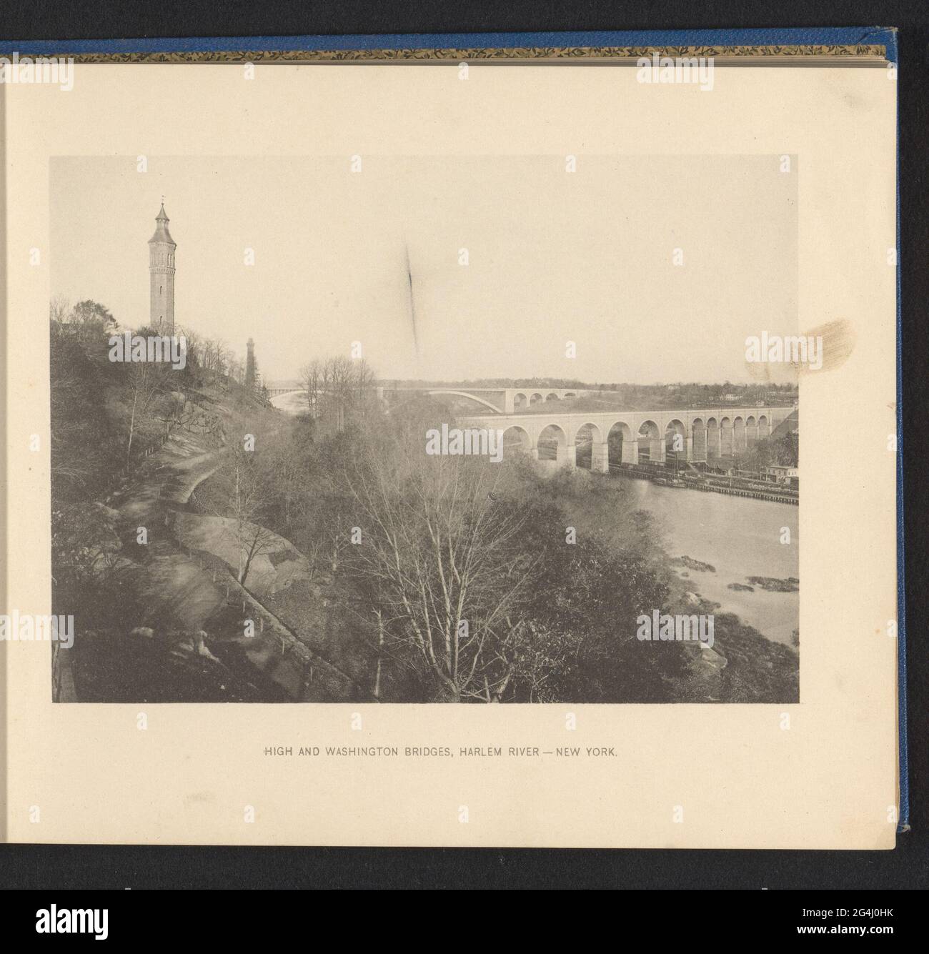 View of the High Bridge and the Washington Bridge over the Harlem in ...