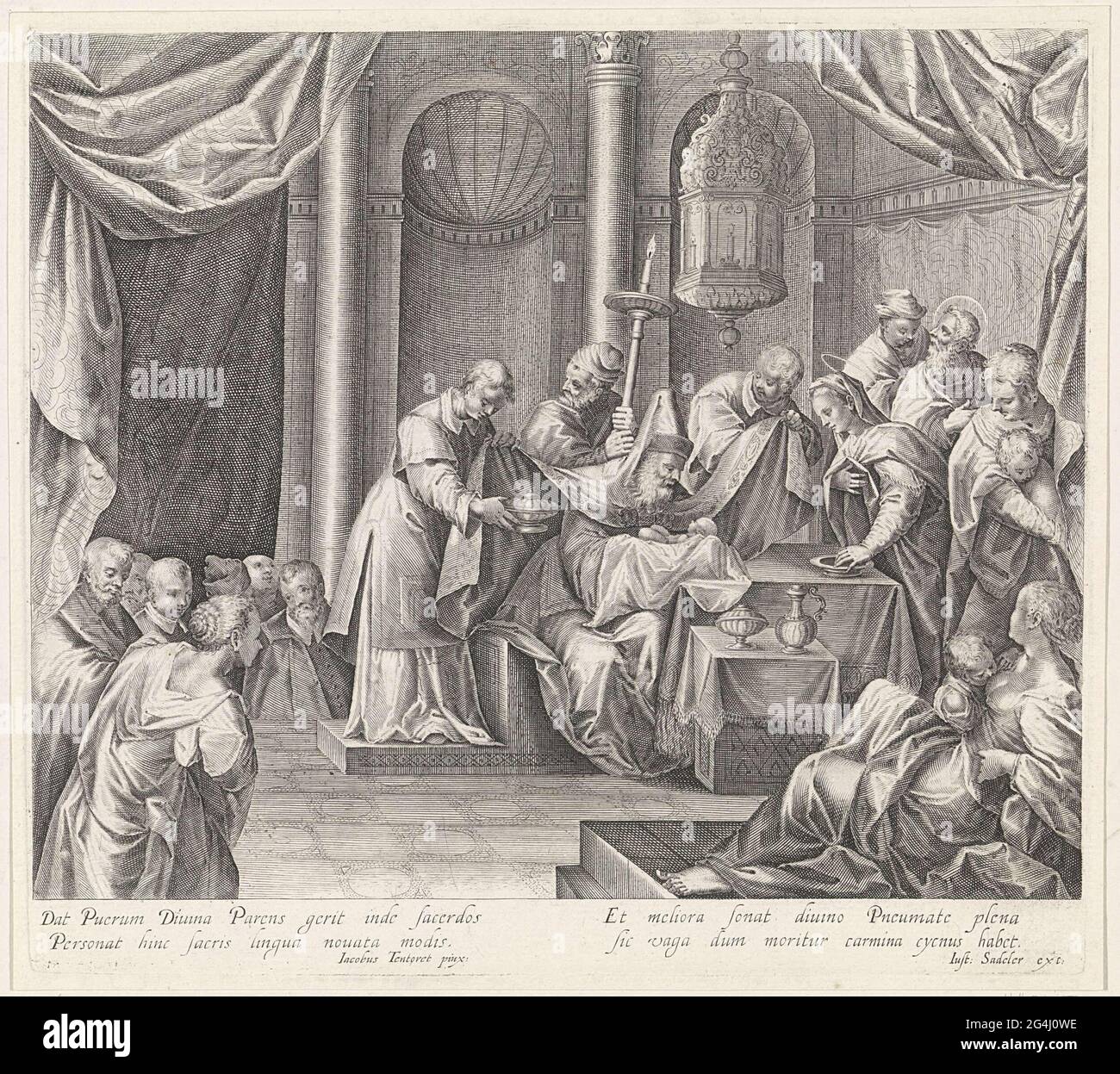 . The high priest knows the Christ child into the temple. Maria and ...